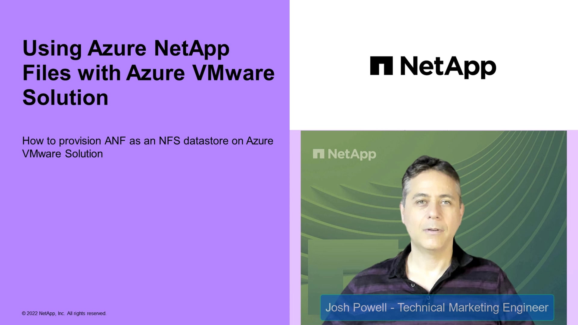 Using Azure NetApp Files with Azure VMware solution | NetApp Video